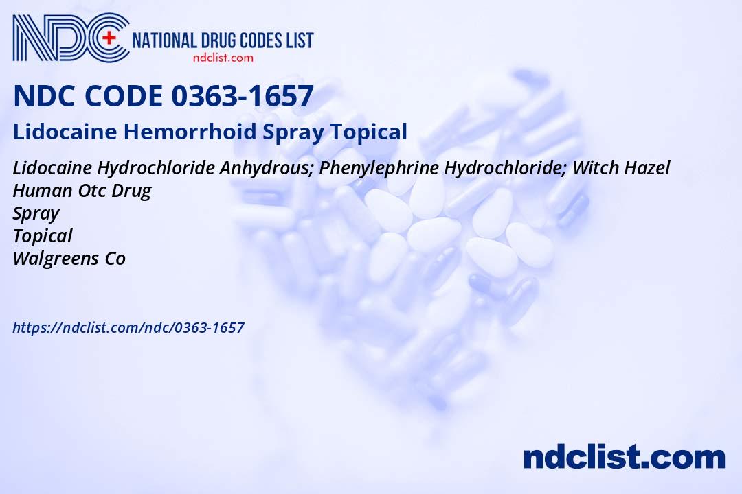 NDC 0363-1657 Lidocaine Hemorrhoid Spray Topical