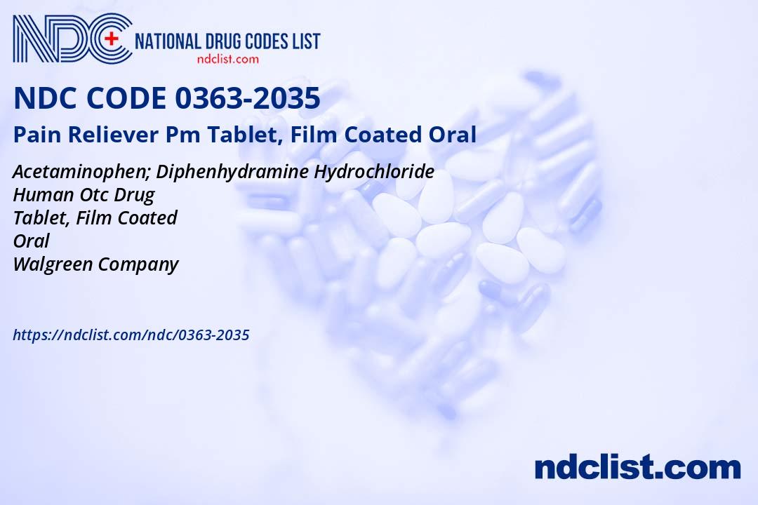 NDC 0363-2035 Pain Reliever Pm Tablet, Film Coated Oral