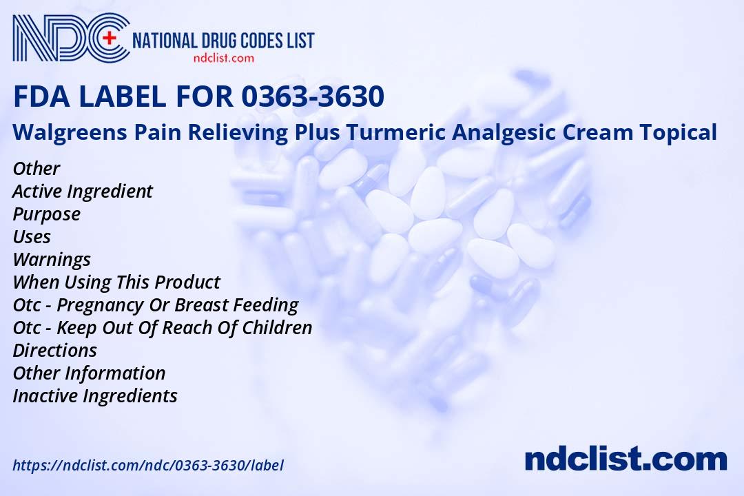 Walgreens Pain Relieving Plus FDA Label - NDC 0363-3630