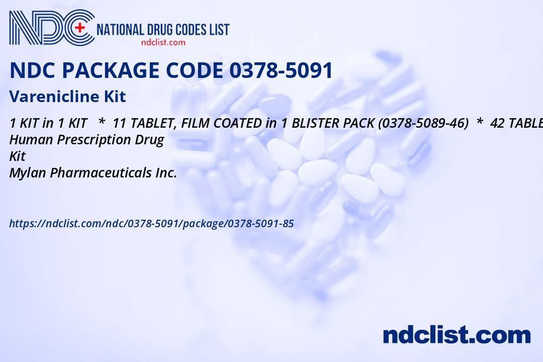 NDC Package 0378-5091-85 Varenicline Kit
