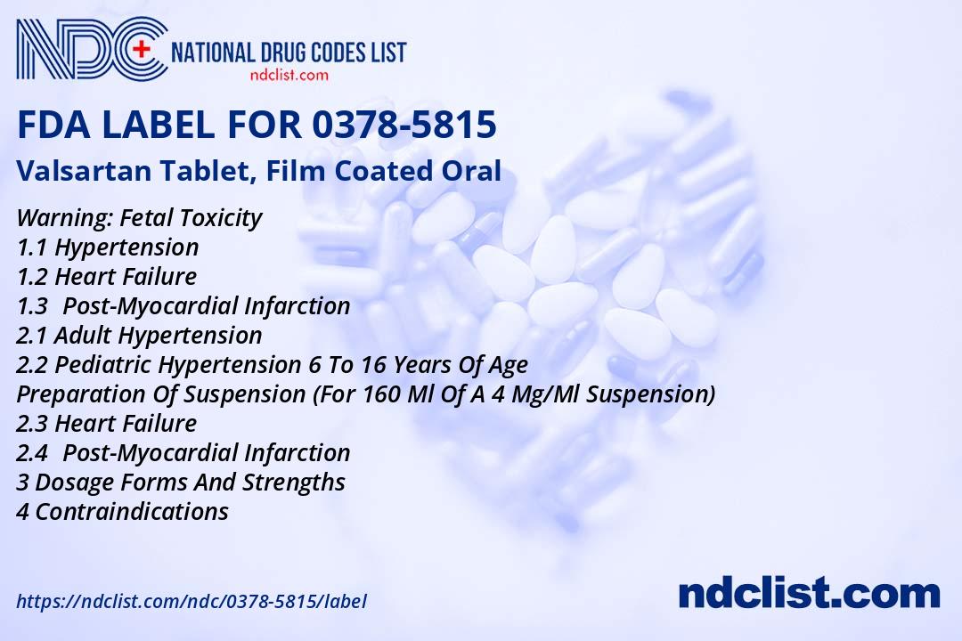 FDA Label for Valsartan Tablet, Film Coated Oral - Indications, Usage ...