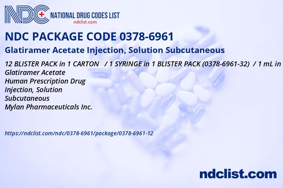 Glatiramer Acetate Injection, Solution- NDC0378-6961-12