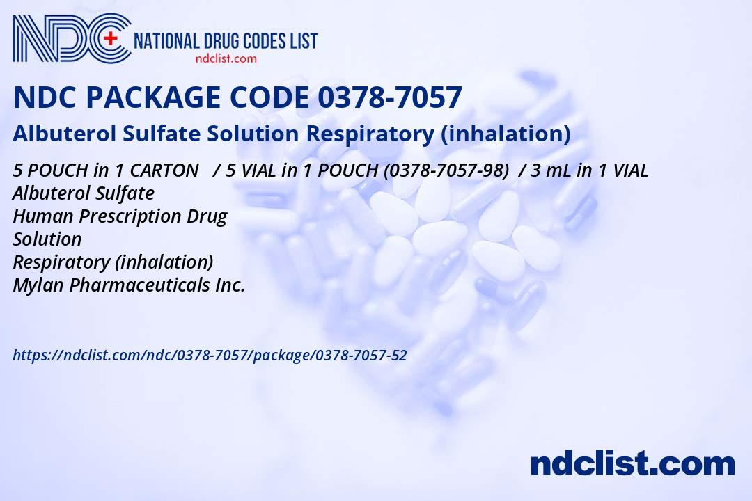 Albuterol Sulfate Solution NDC Package 0378-7057-52