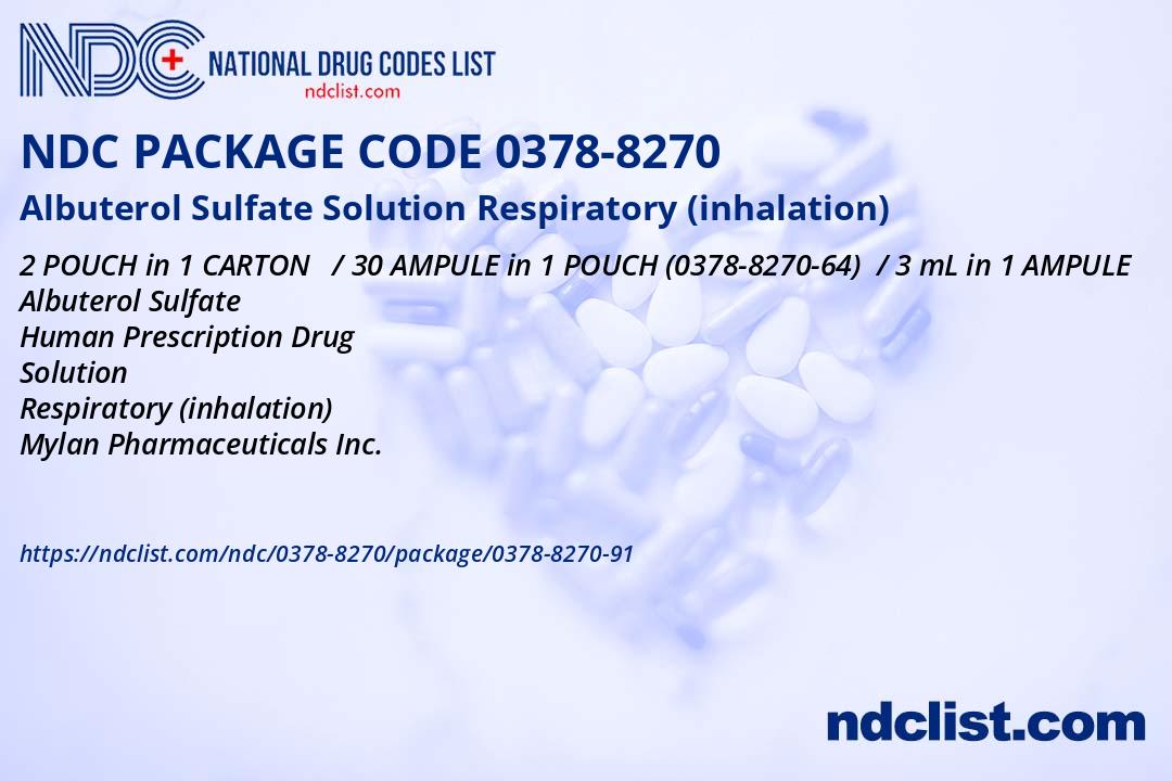 Albuterol Sulfate Solution NDC Package 0378-8270-91