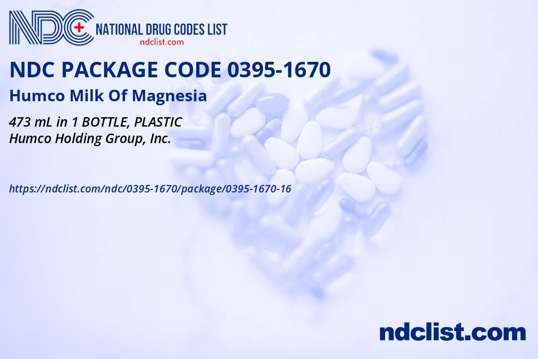 NDC Package 0395-1670-16 Humco Milk Of Magnesia