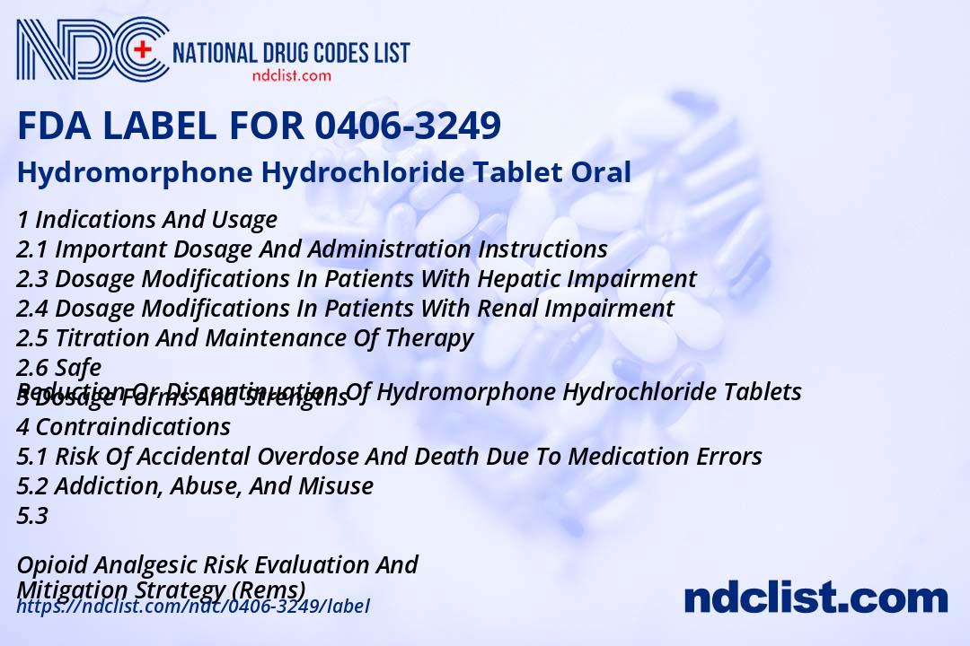 FDA Label for Hydromorphone Hydrochloride Tablet Oral - Indications ...