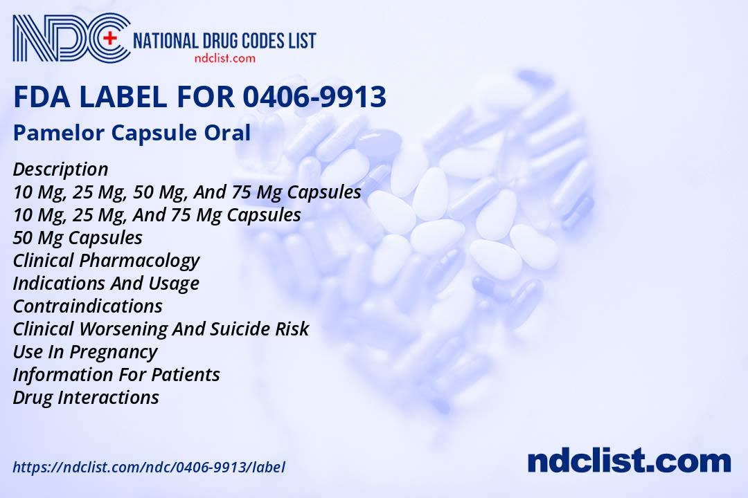 Pamelor Capsule FDA Label - NDC 0406-9913