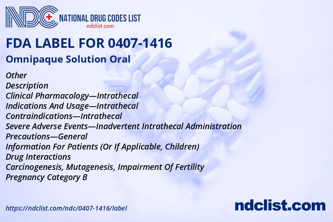 FDA Label for Omnipaque Solution Oral - Indications, Usage & Precautions