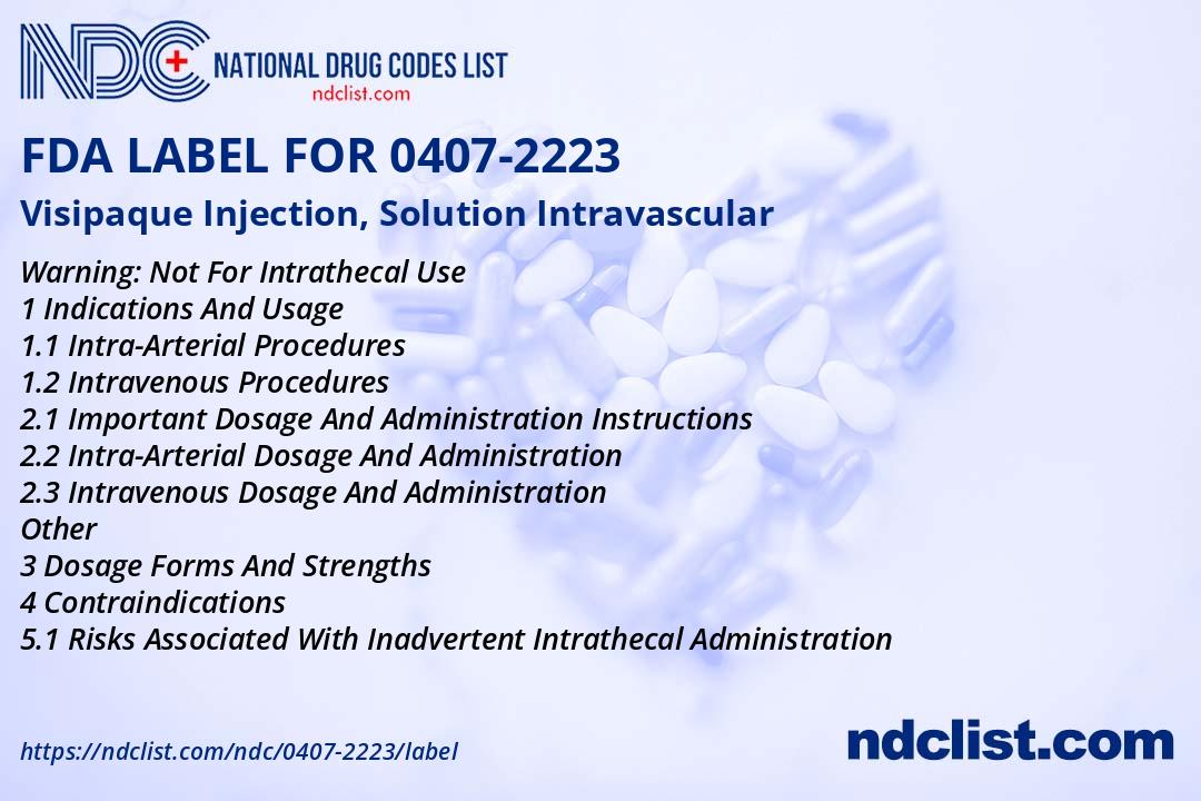 FDA Label for Visipaque Injection, Solution Intravascular - Indications ...
