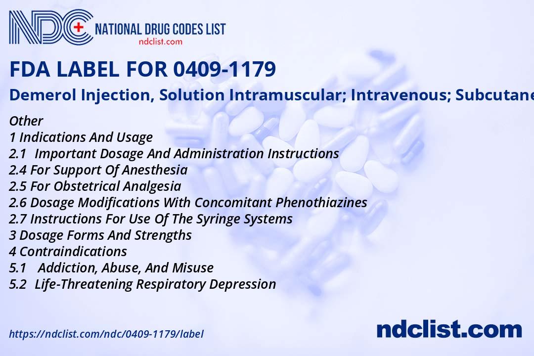 Demerol Injection, Solution- FDA Label NDC0409-1179