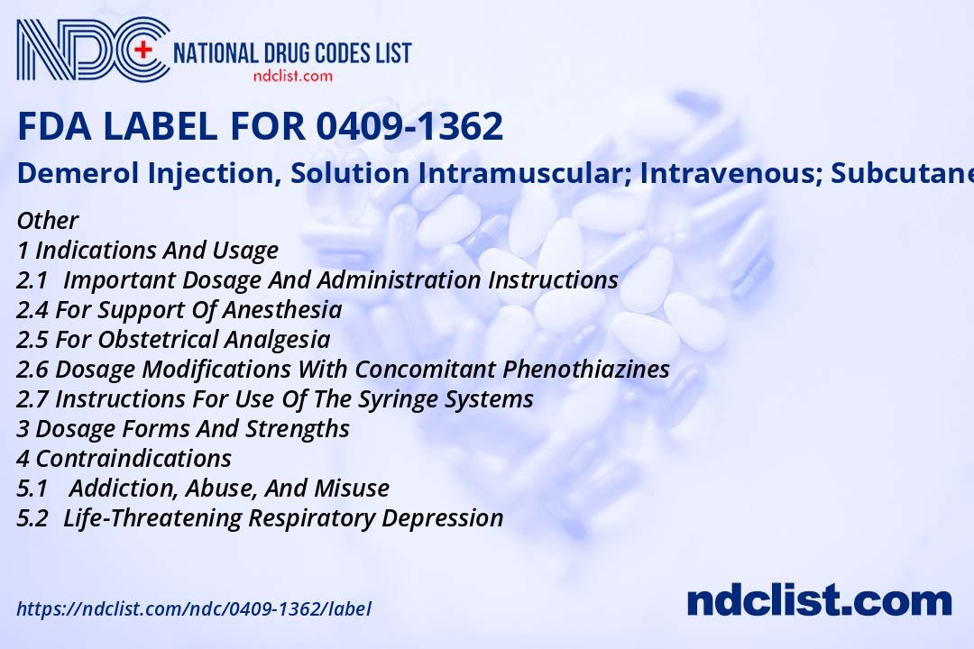 FDA Label for Demerol Injection, Solution Intramuscular; Intravenous ...