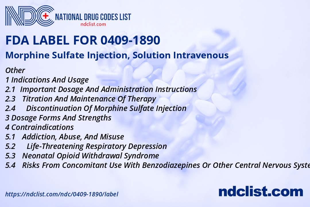Fda Label For Morphine Sulfate Injection Solution Intravenous Indications Usage And Precautions