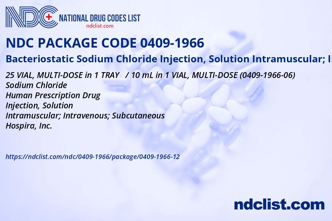 Bacteriostatic Sodium Chloride NDC Package 0409-1966-12
