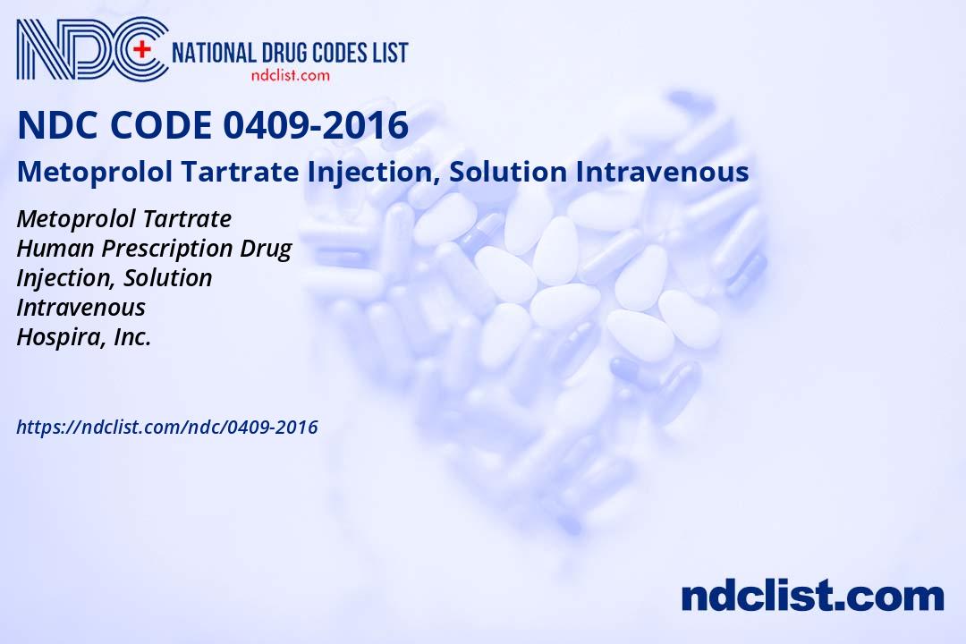 NDC 0409-2016 Metoprolol Tartrate Injection, Solution Intravenous