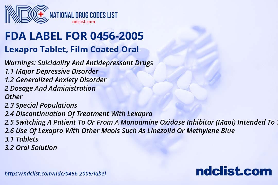 FDA Label for Lexapro Tablet, Film Coated Oral - Indications, Usage ...