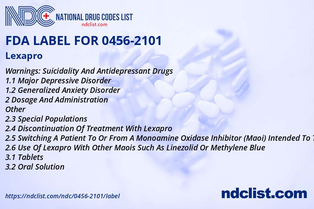FDA Label for Lexapro - Indications, Usage & Precautions