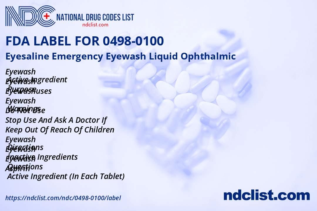 Eyesaline Emergency Eyewash FDA Label - NDC 0498-0100