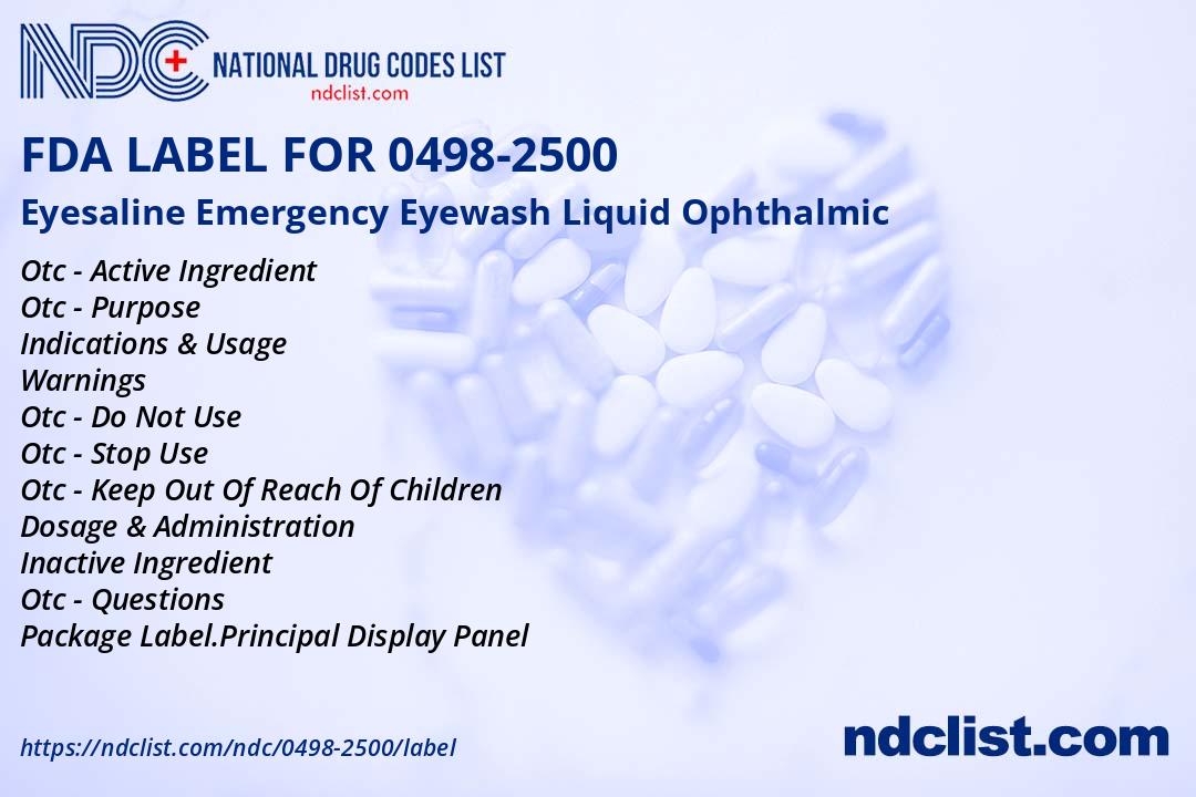 Eyesaline Emergency Eyewash Liquid FDA Label - NDC 0498-2500