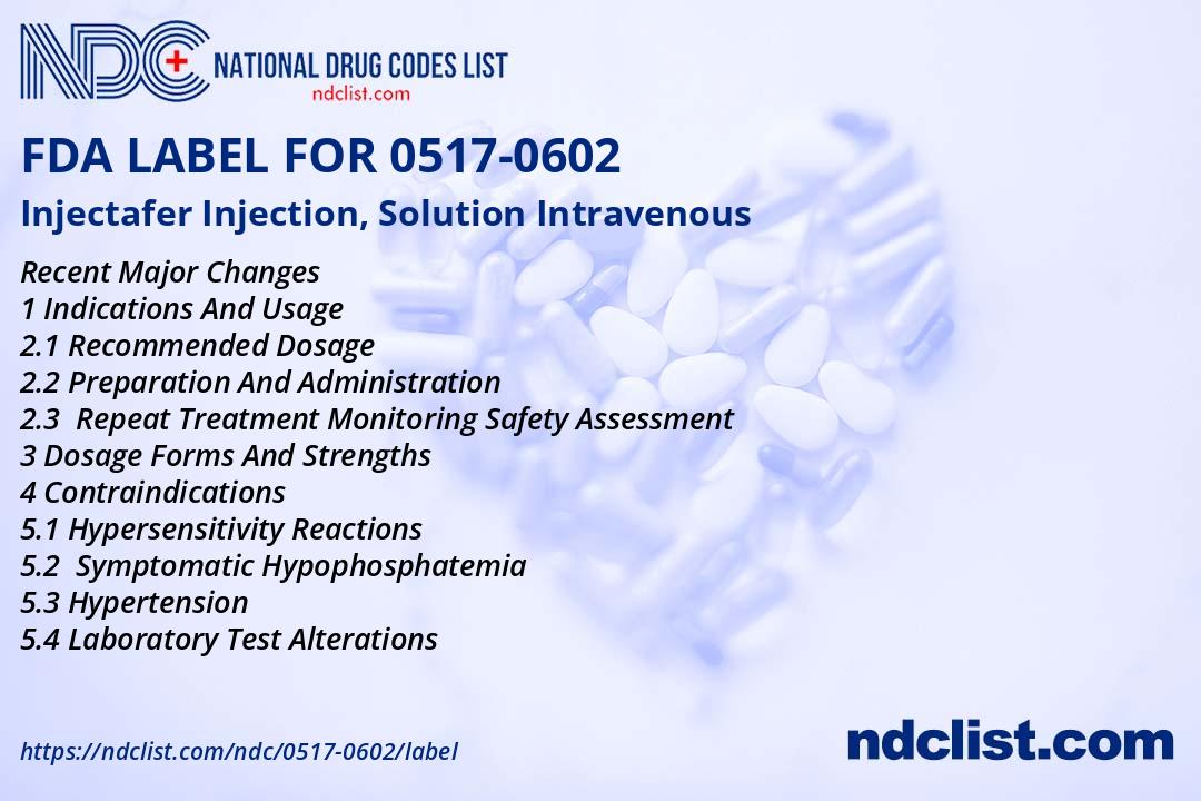 FDA Label for Injectafer Injection, Solution Intravenous - Indications ...