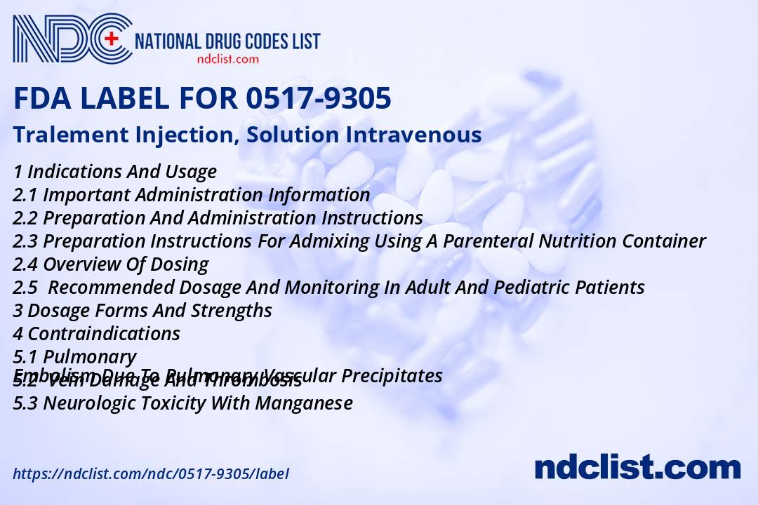 FDA Label for Tralement Injection, Solution Intravenous - Indications, Usage & Precautions