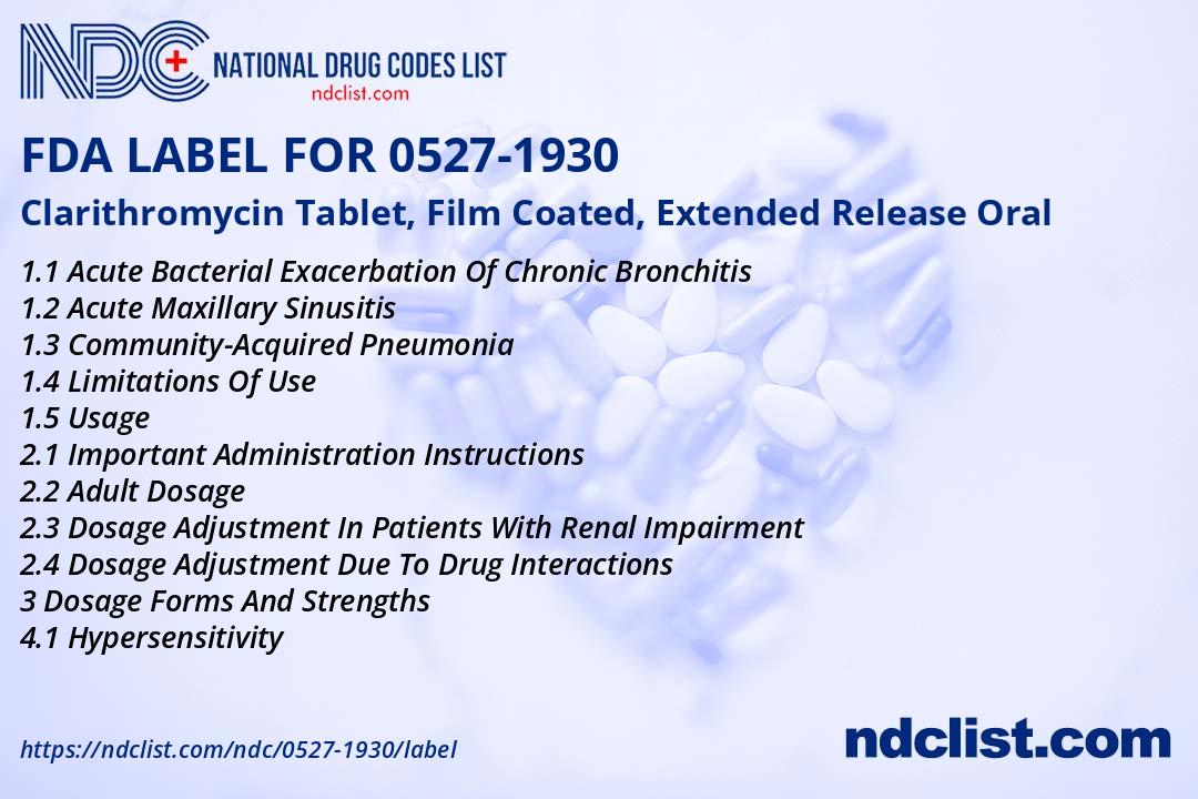 Clarithromycin- FDA Label NDC0527-1930