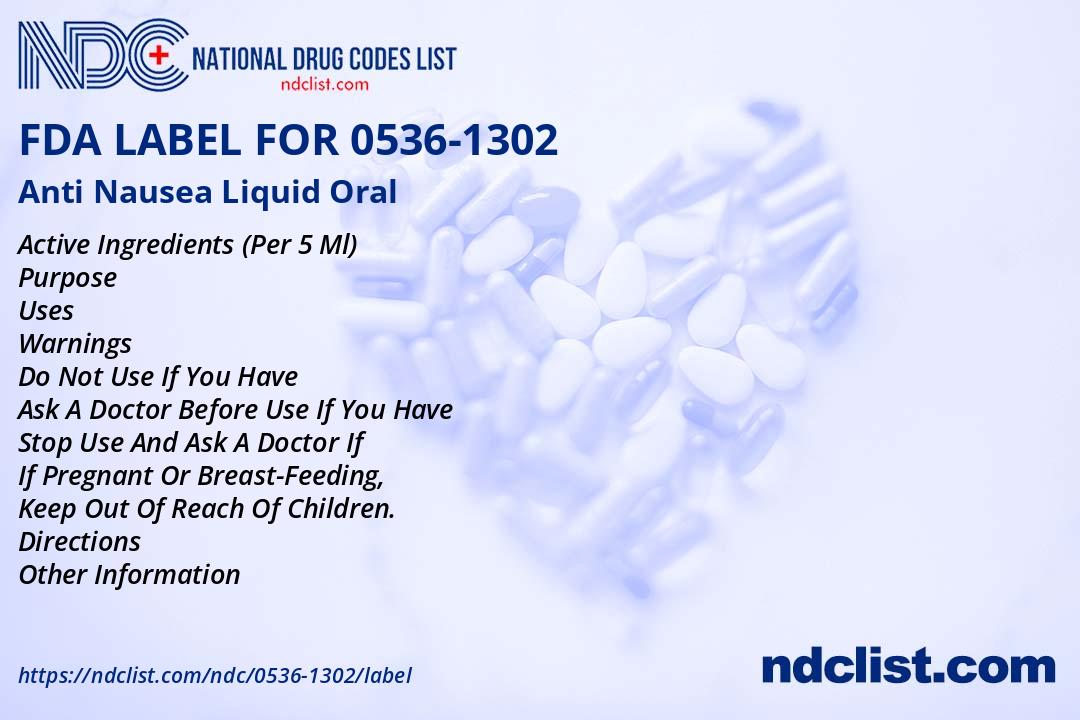 Anti Nausea Liquid FDA Label - NDC 0536-1302