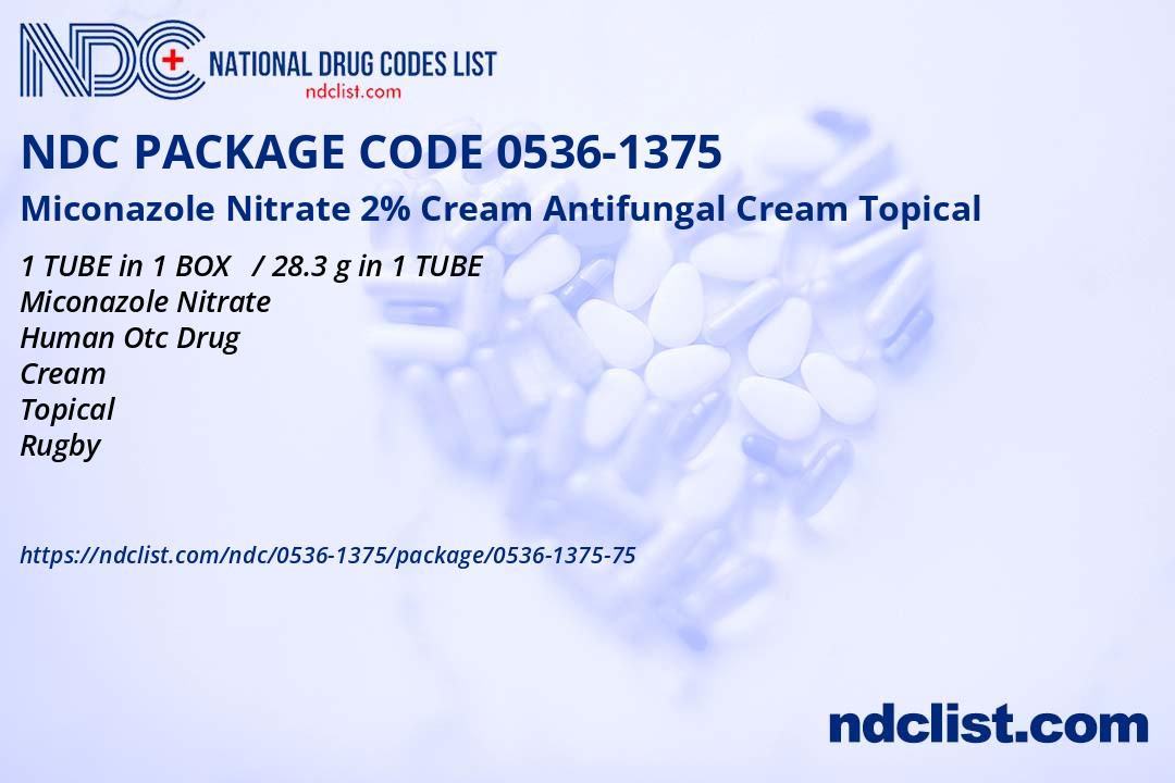 Miconazole Nitrate 2% Cream Antifungal- NDC0536-1375-75