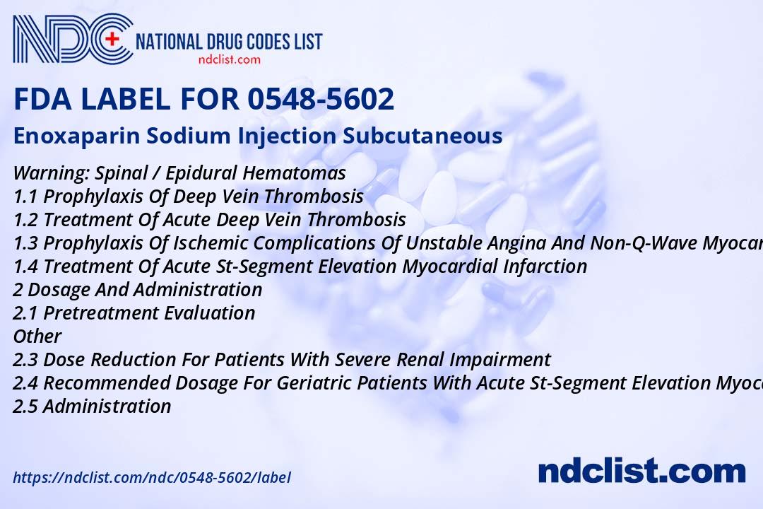 FDA Label for Enoxaparin Sodium Injection Subcutaneous - Indications ...