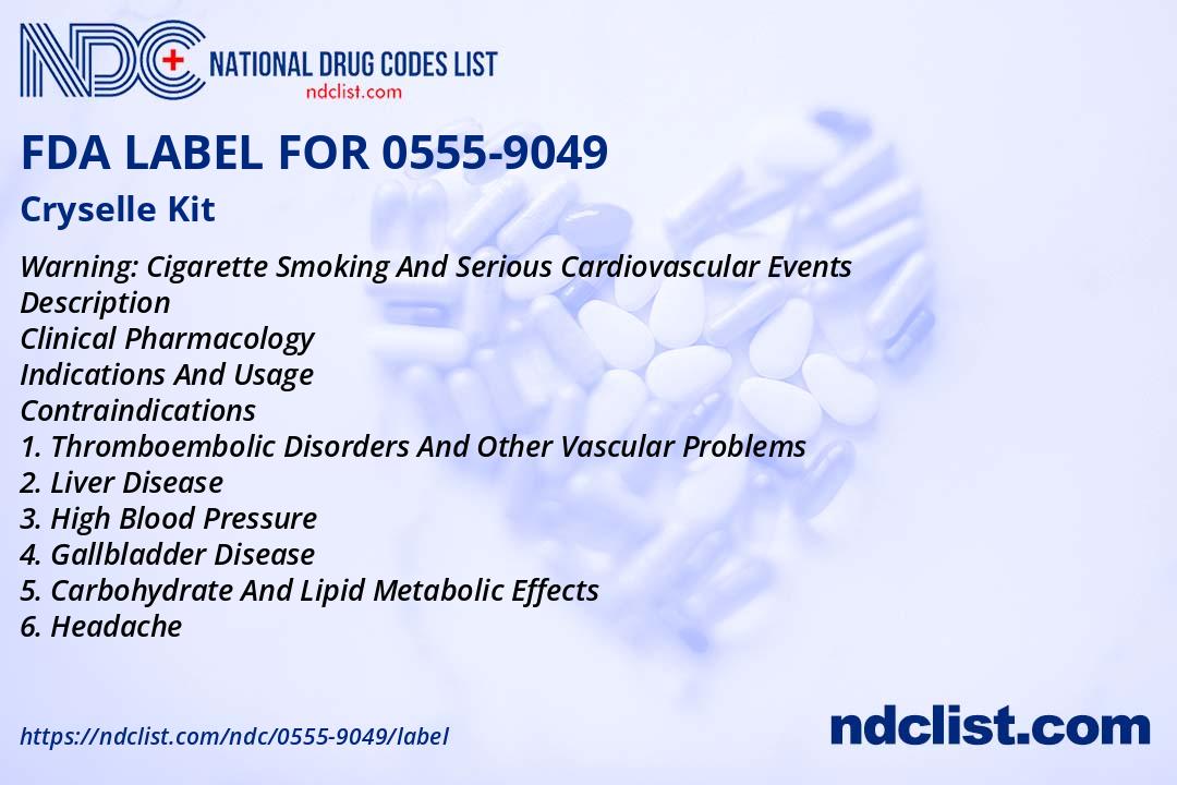 FDA Label for Cryselle Kit - Indications, Usage & Precautions