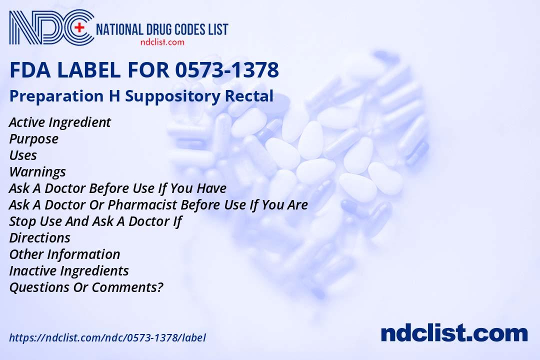 Preparation H Suppository- FDA Label NDC0573-1378