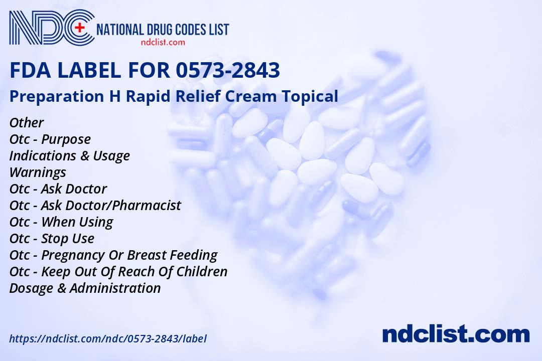 FDA Label for Preparation H Rapid Relief Cream Topical - Indications ...