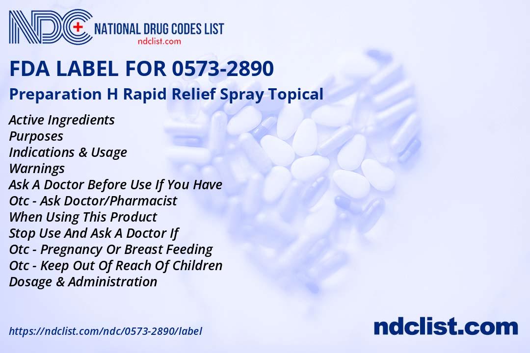FDA Label for Preparation H Rapid Relief Spray Topical - Indications ...