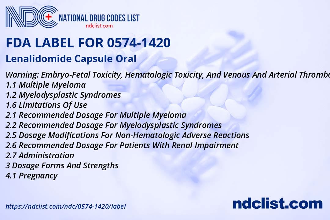 Lenalidomide Capsule FDA Label - NDC 0574-1420