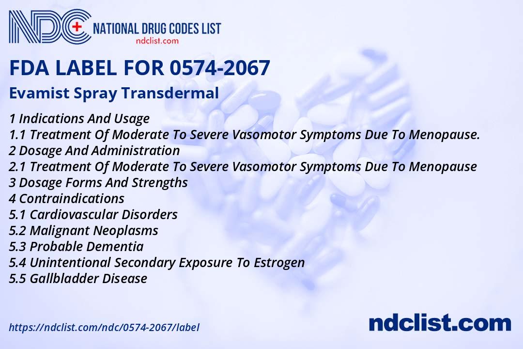 FDA Label for Evamist Spray Transdermal - Indications, Usage & Precautions