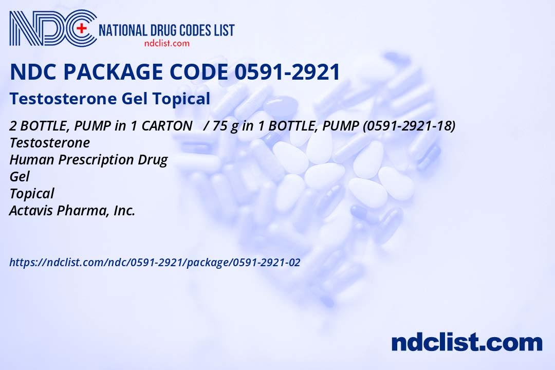 NDC Package 0591-2921-02 Testosterone Gel Topical