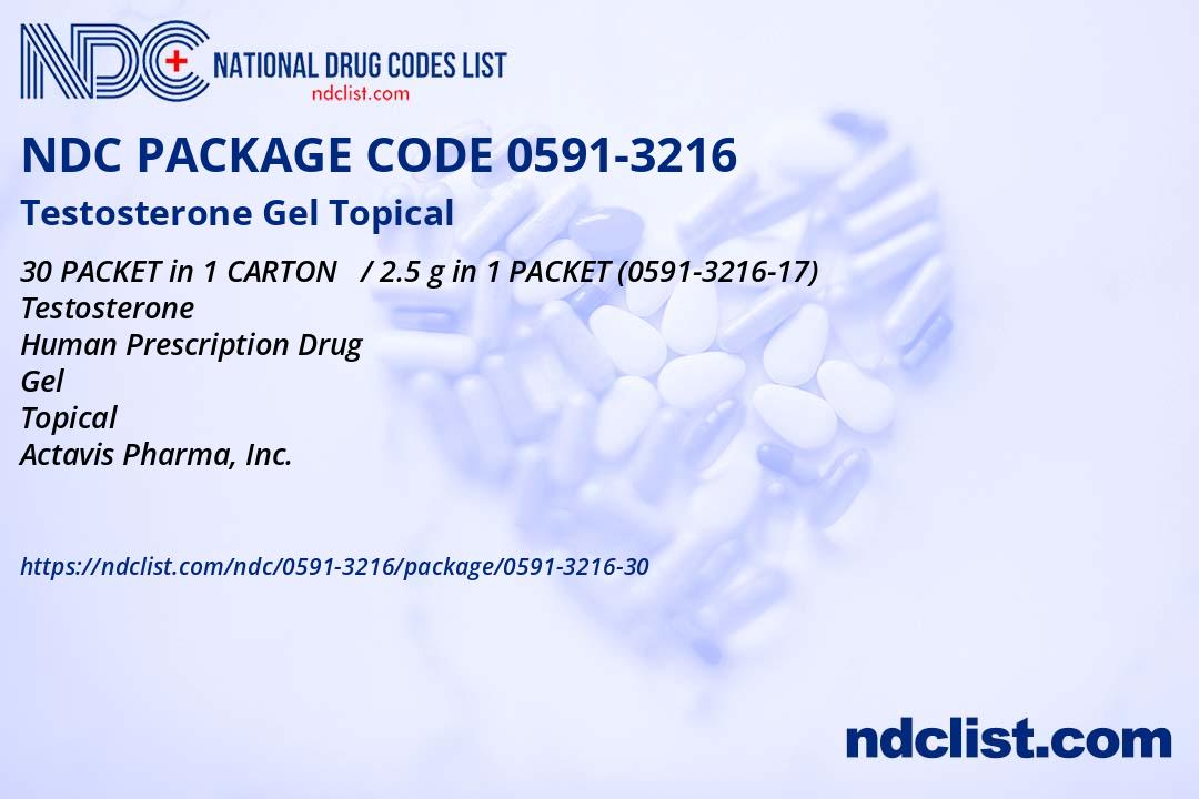 Testosterone Gel NDC Package 0591-3216-30
