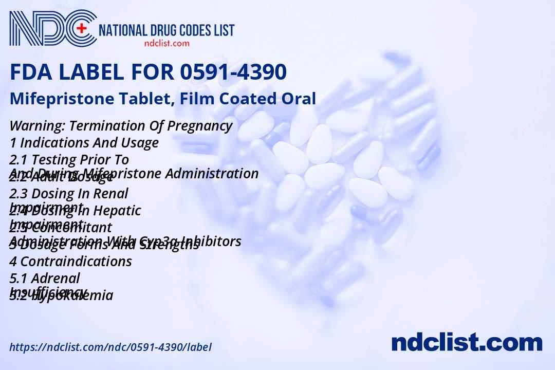 FDA Label for Mifepristone Tablet, Film Coated Oral - Indications ...