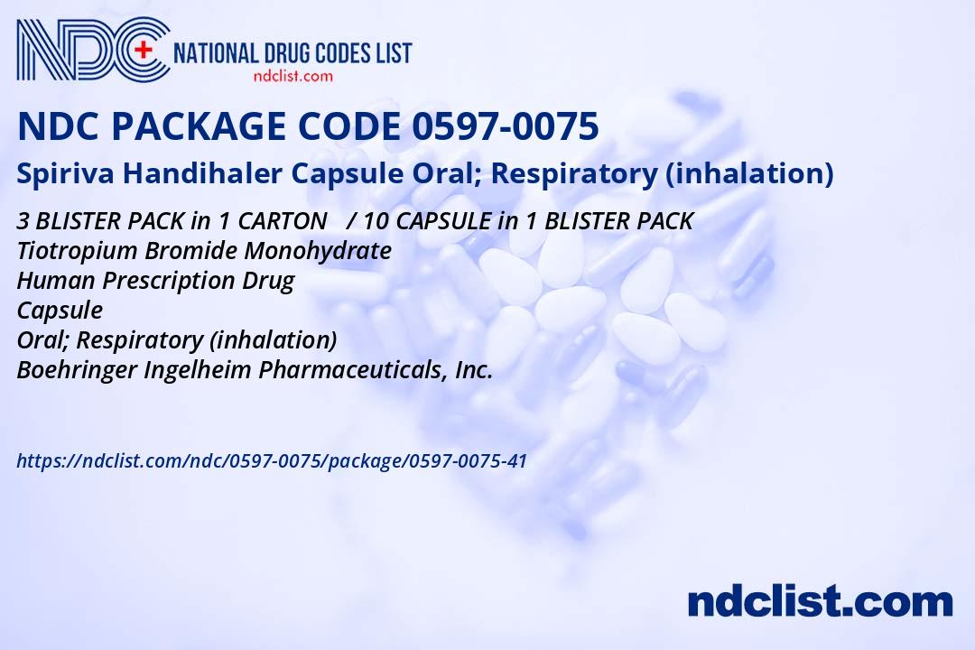NDC Package 0597-0075-41 Spiriva Handihaler Capsule Oral; Respiratory ...