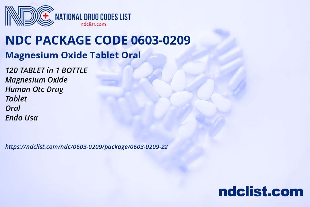 Magnesium Oxide Tablet- NDC0603-0209-22