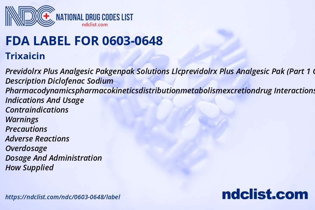 FDA Label for Trixaicin - Indications, Usage & Precautions