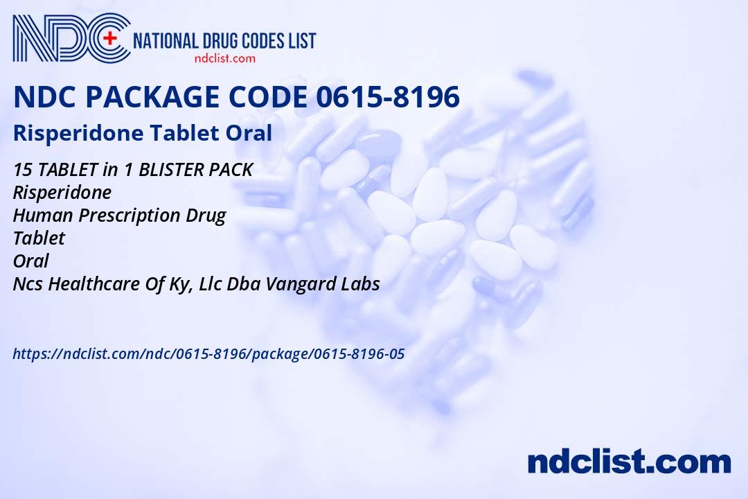 NDC Package 0615-8196-05 Risperidone Tablet Oral