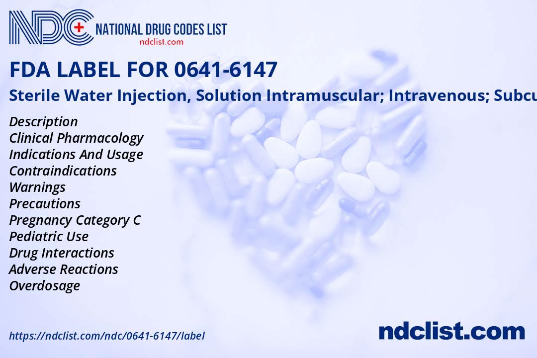 FDA Label for Sterile Water Injection, Solution Intramuscular; Intravenous; Subcutaneous ...