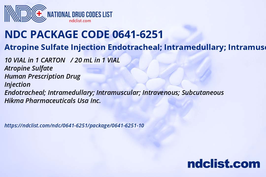 Atropine Sulfate Injection- NDC0641-6251-10