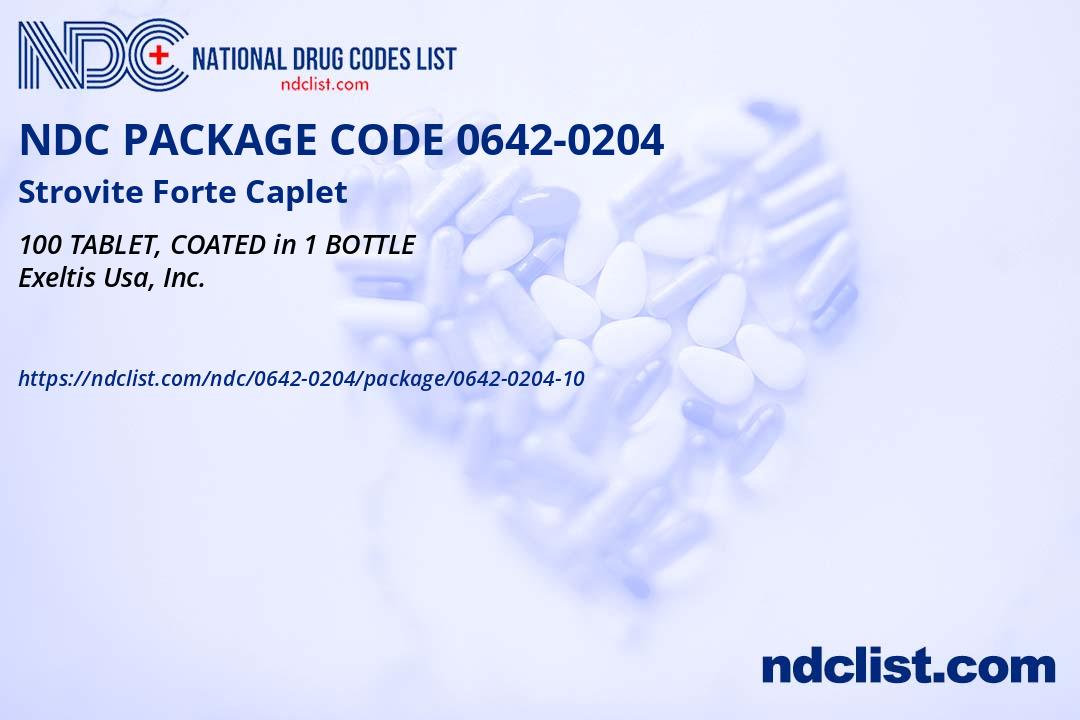 NDC Package 0642-0204-10 Strovite Forte Caplet