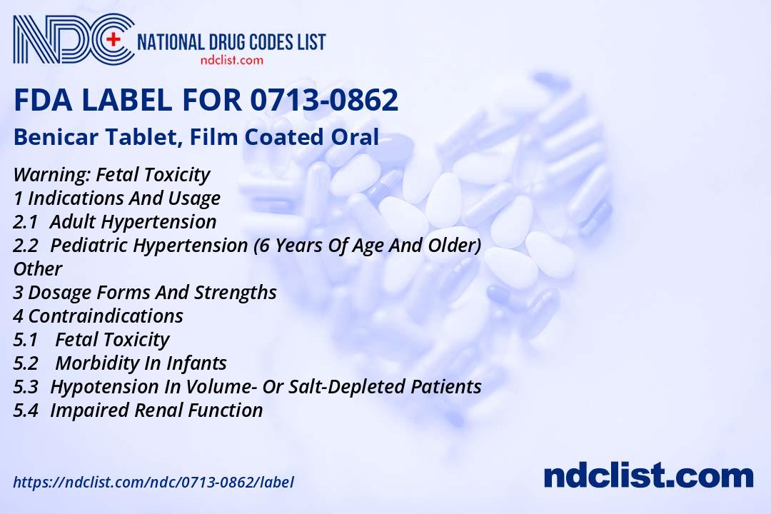 FDA Label for Benicar Tablet, Film Coated Oral - Indications, Usage ...