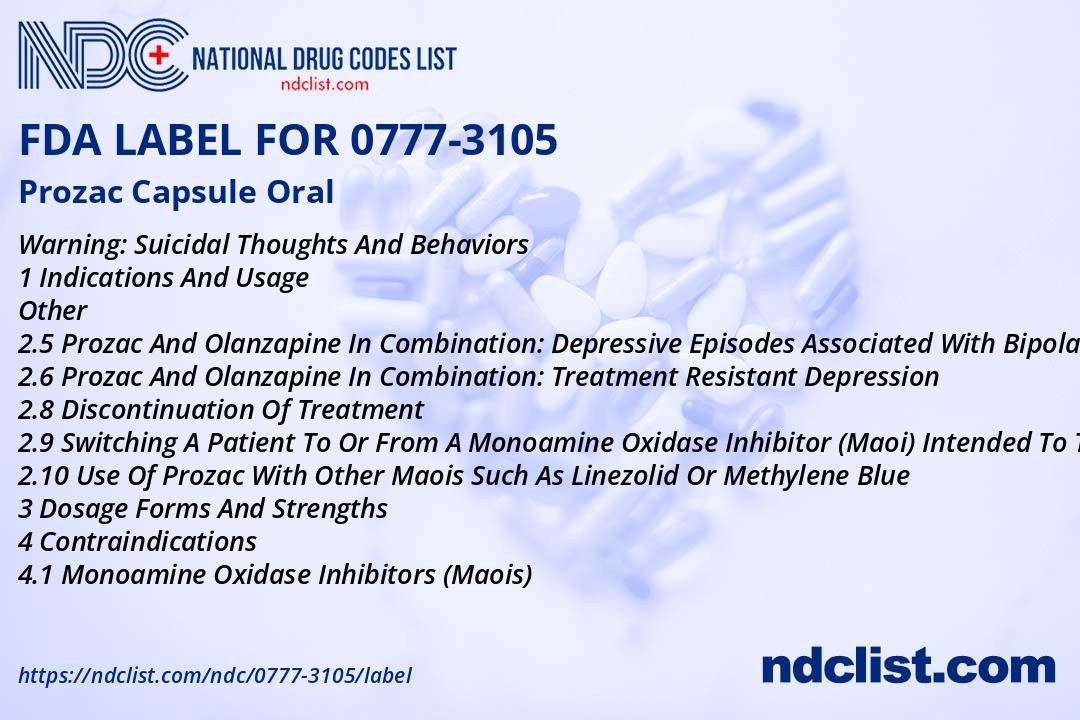 FDA Label for Prozac Capsule Oral - Indications, Usage & Precautions
