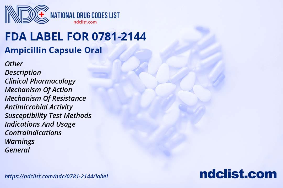 Ampicillin FDA Label - NDC 0781-2144