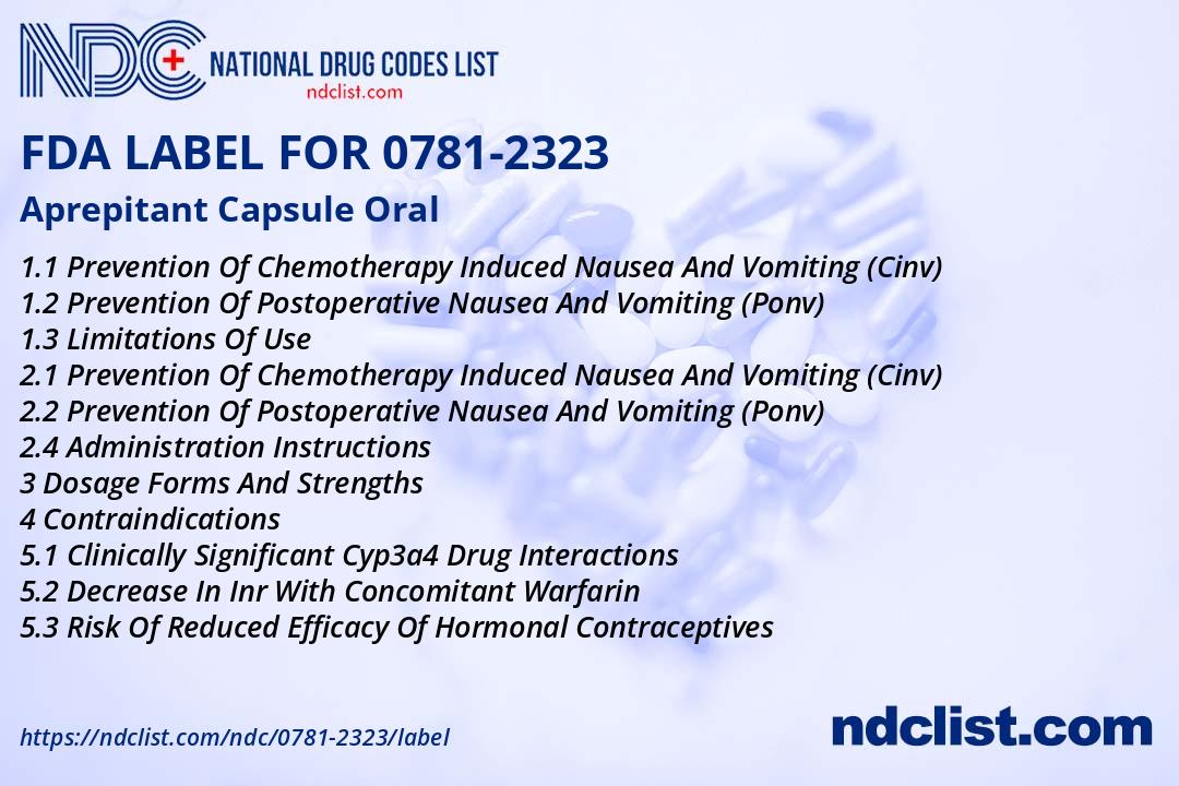 Aprepitant Capsule FDA Label - NDC 0781-2323