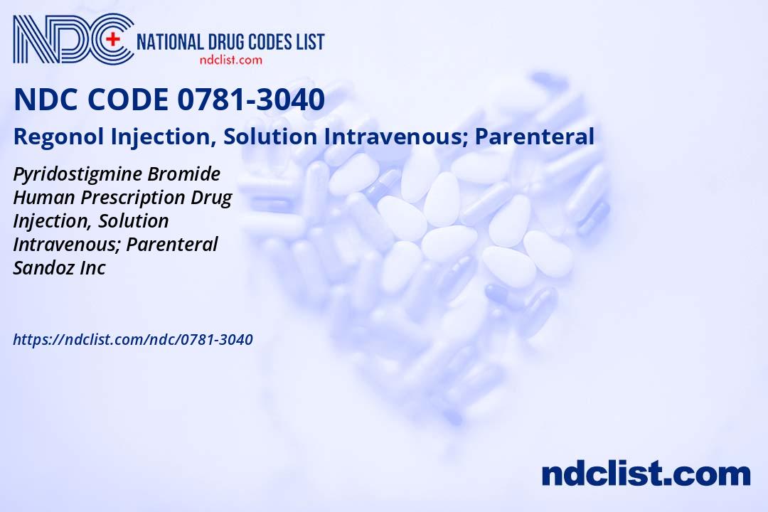 NDC 0781-3040 Regonol Injection, Solution Intravenous; Parenteral
