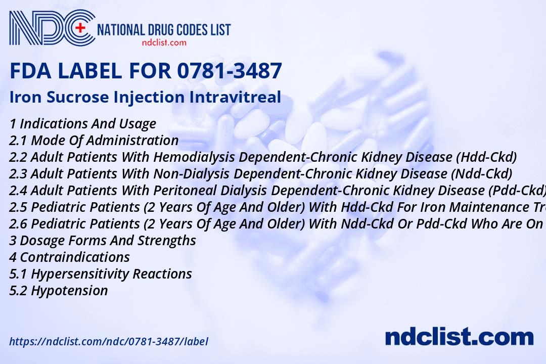 FDA Label for Iron Sucrose Injection Intravitreal - Indications, Usage ...